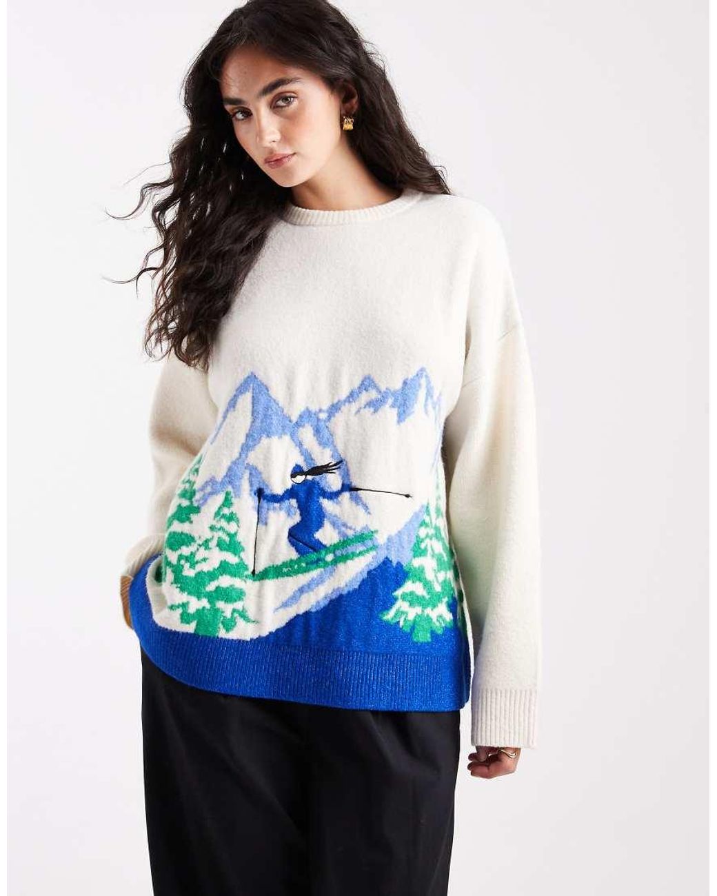 ASOS Ski Scenic Sweater in Blue | Lyst UK