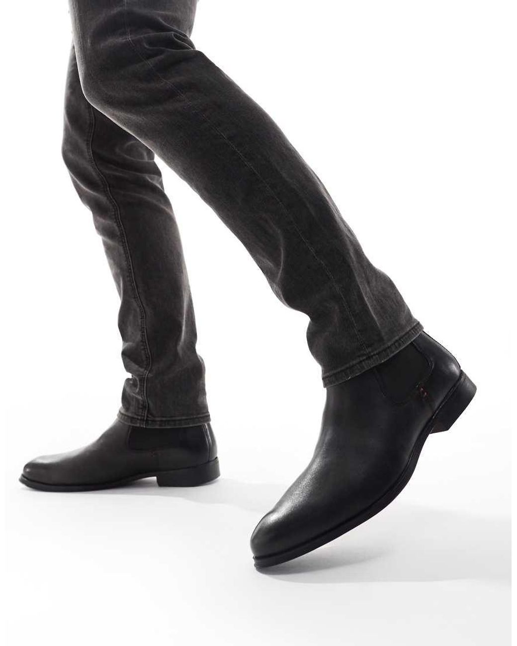 Thomas Crick Reggie Formal Leather Chelsea Zip Boots in Black for Men ...