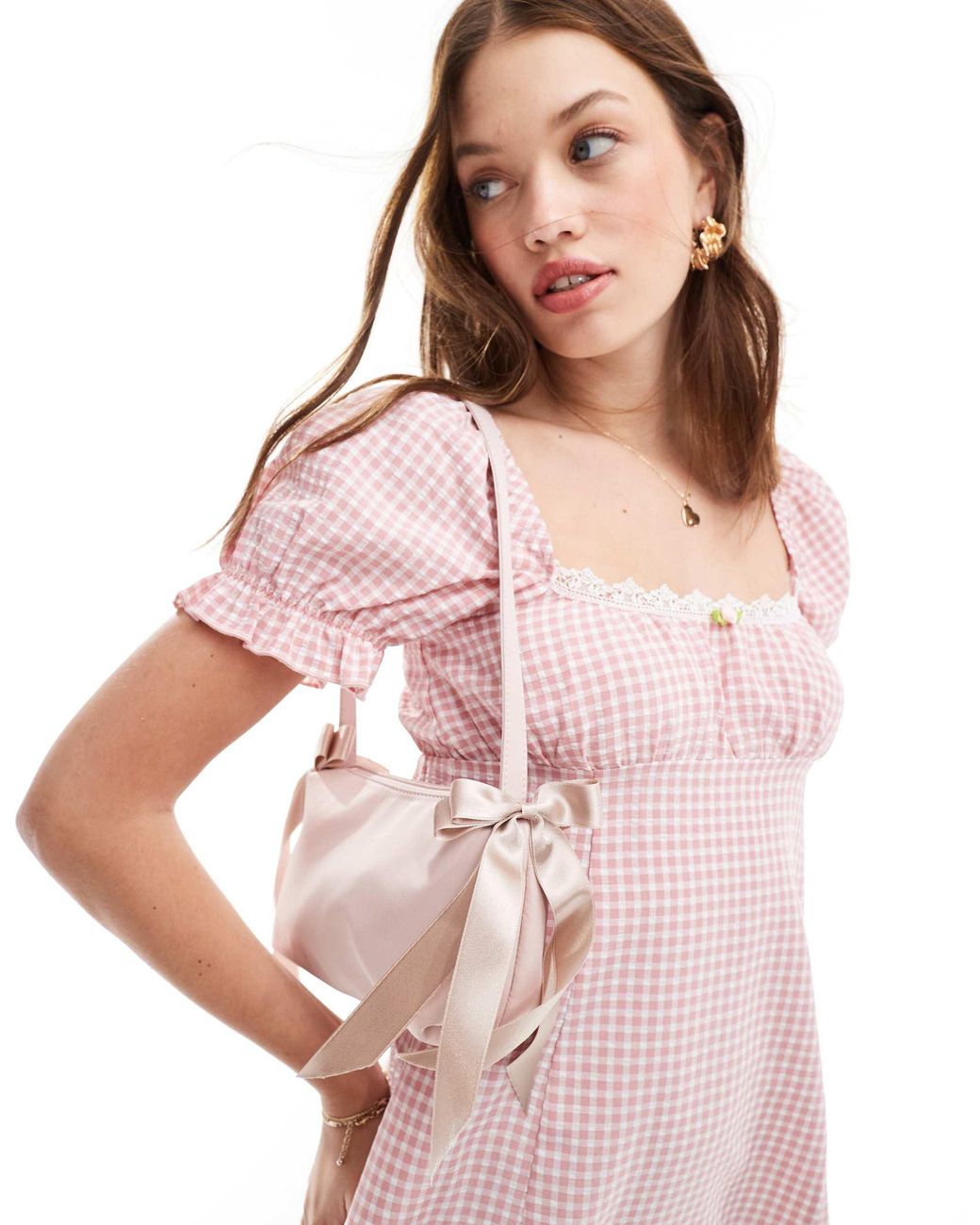 ASOS Double Bow Shoulder Bag in Pink | Lyst