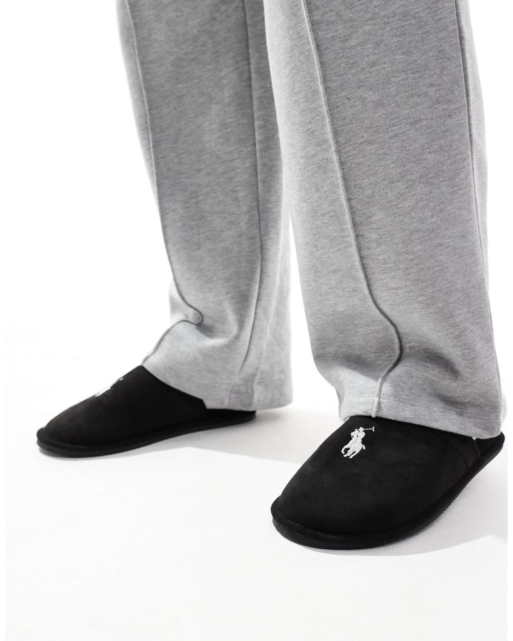 Polo Ralph Lauren Klarence Slipper With Icon Logo in Gray for Men | Lyst