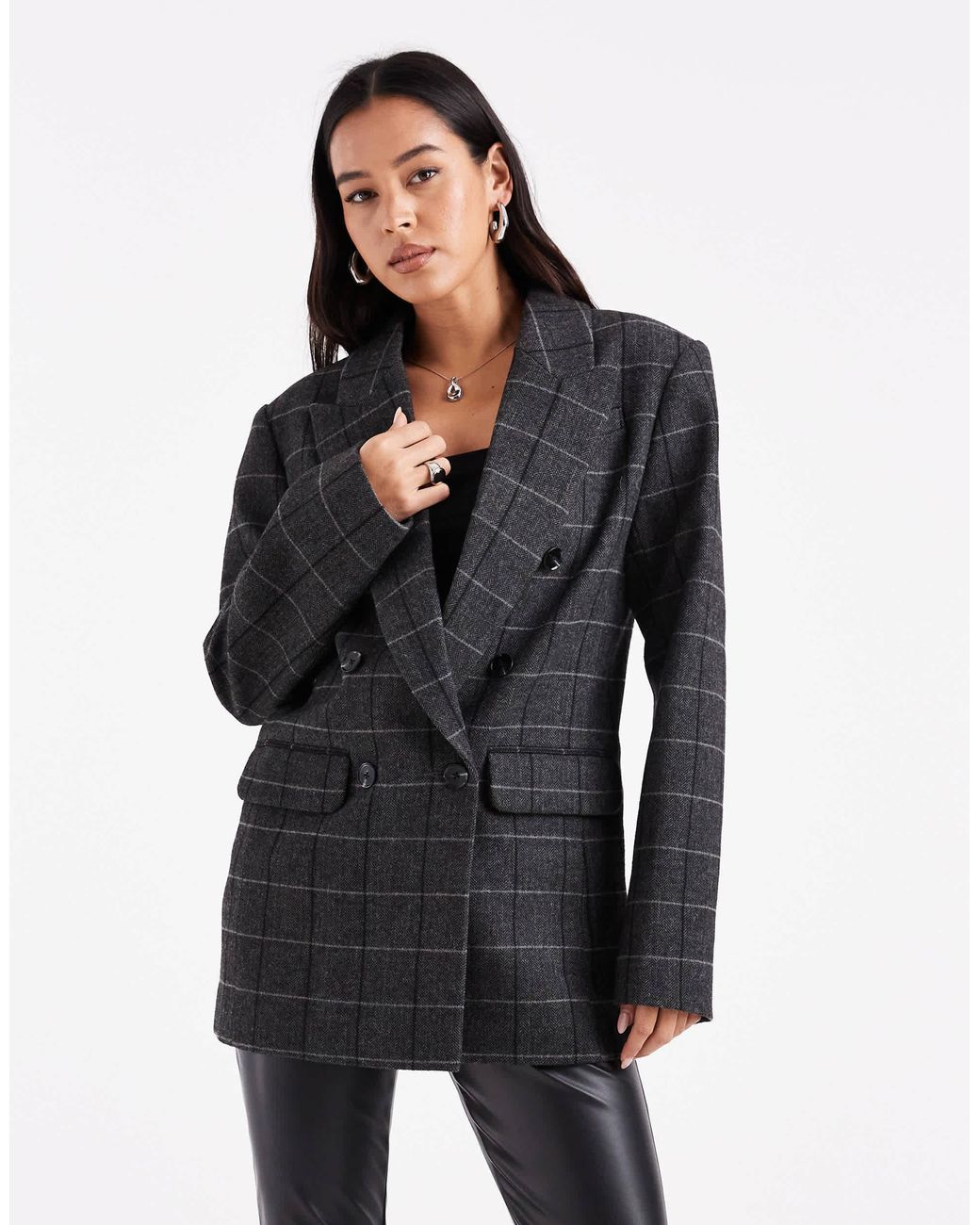 ASOS Wool Blend Tailored Double Breasted Power Blazer in Black | Lyst