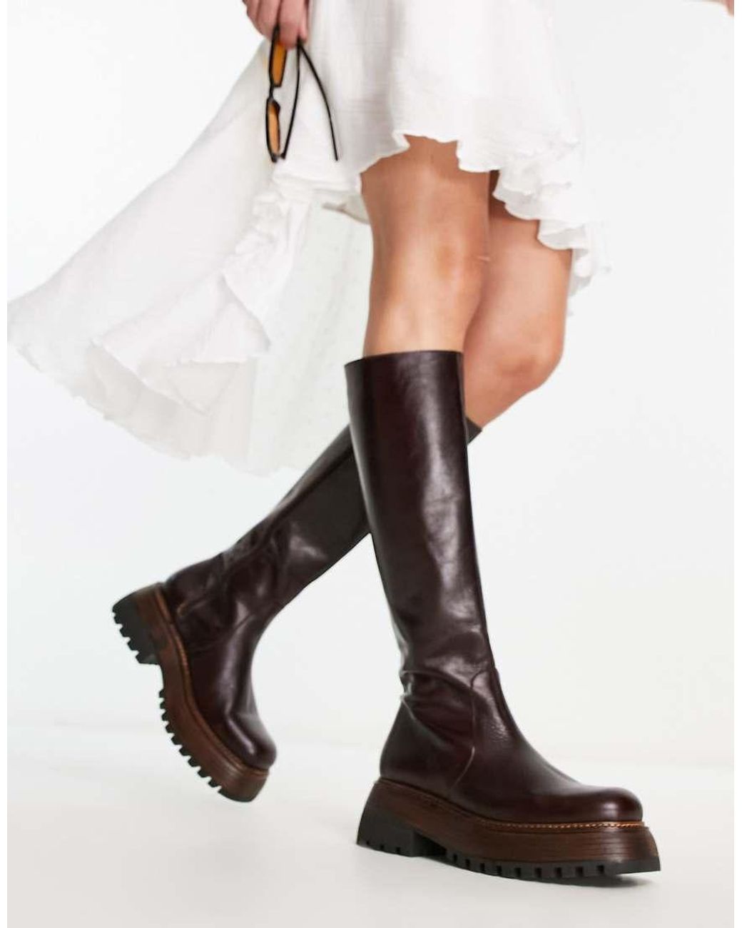 Free People Rhodes Tall Leather Boots in White | Lyst UK