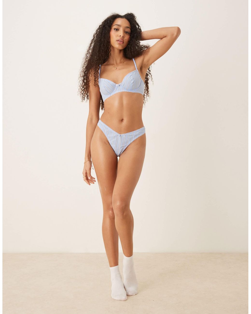 ASOS Sidney Woven Underwired Bra in Blue | Lyst