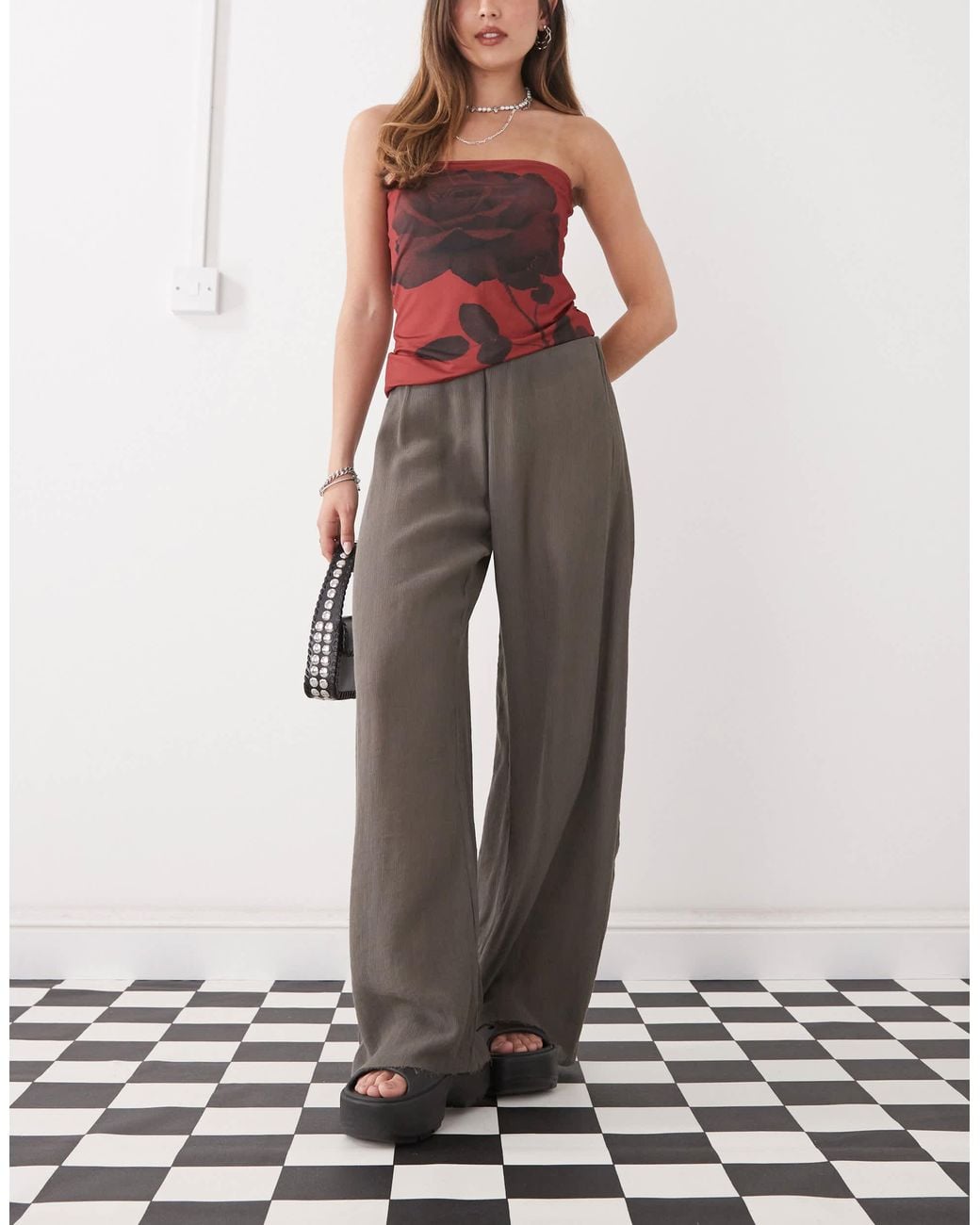 Weekday Wide Leg Plisse Pants | Lyst