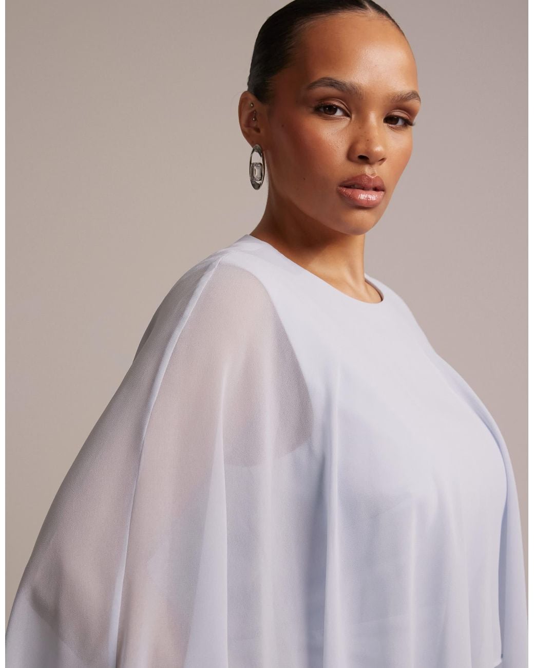 ASOS Asos Design Curve Bridesmaids Sheer Chiffon Cape Overlay Satin ...