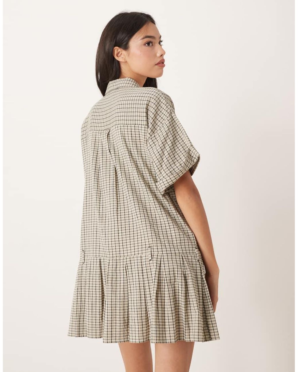 ASOS Boxy Shirt Mini Dress With Dropped Waist in Natural | Lyst UK