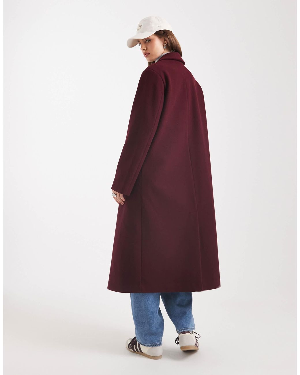 ASOS Oversized Dad Coat in Red | Lyst
