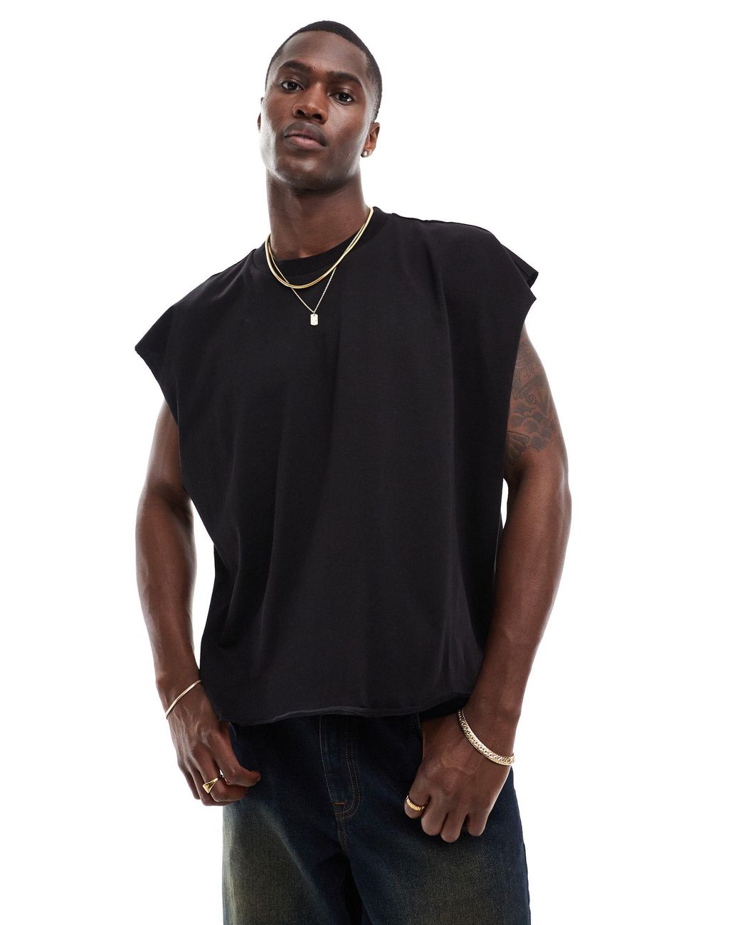 ASOS Extreme Oversize Heavyweight Sleeveless T-shirt With Raw Edge in Black for Men | Lyst