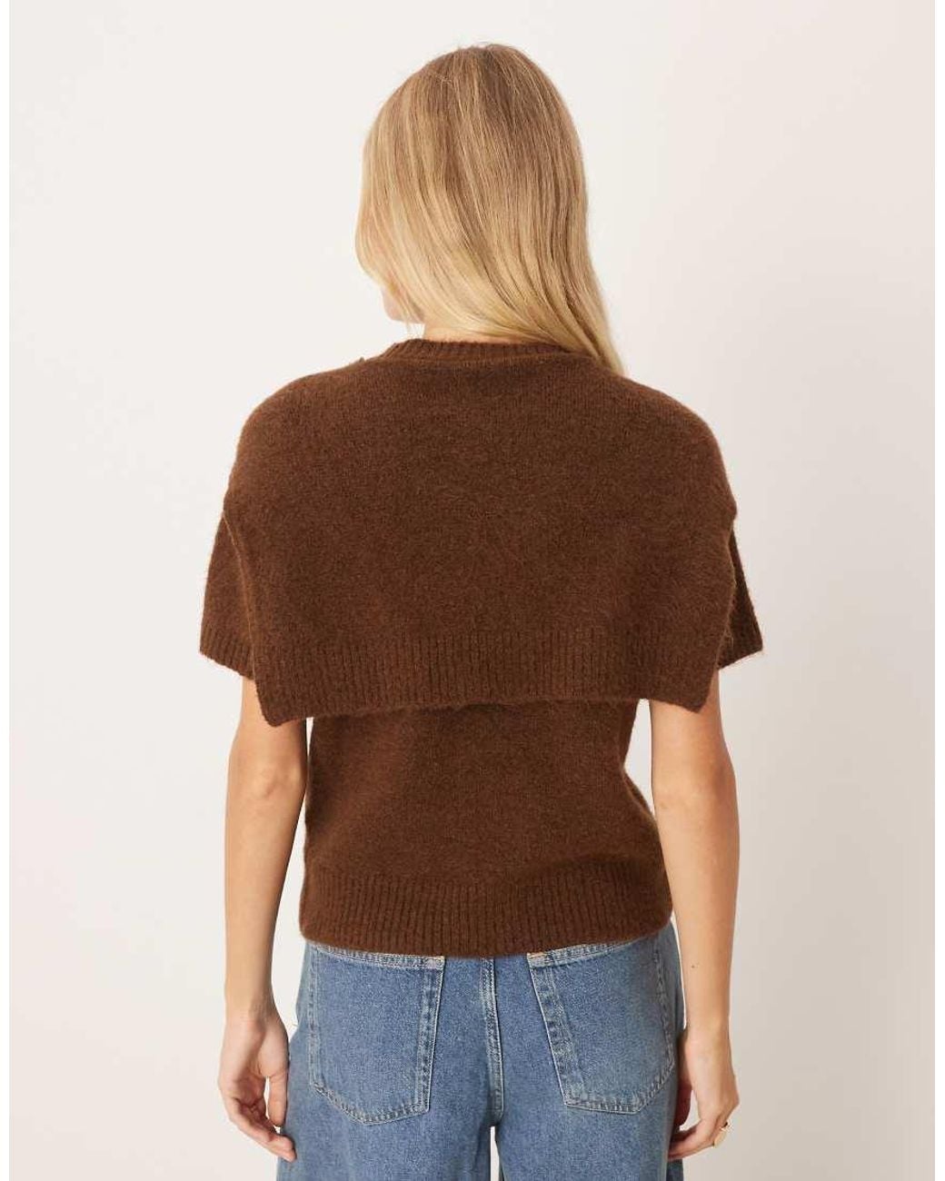 Mango Knitted Top With Scarf Detail in Brown | Lyst UK