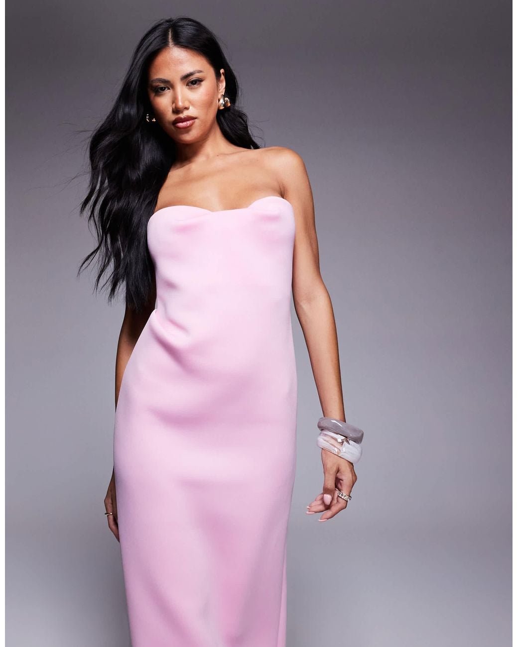 ASOS Structured Bandeau Maxi Dress in Purple | Lyst