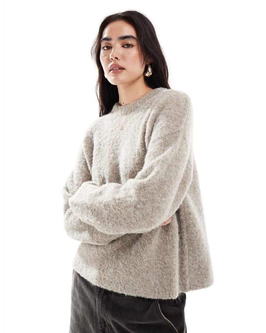 New Look Chunky Boucle Oversized Jumper in Grey | Lyst UK