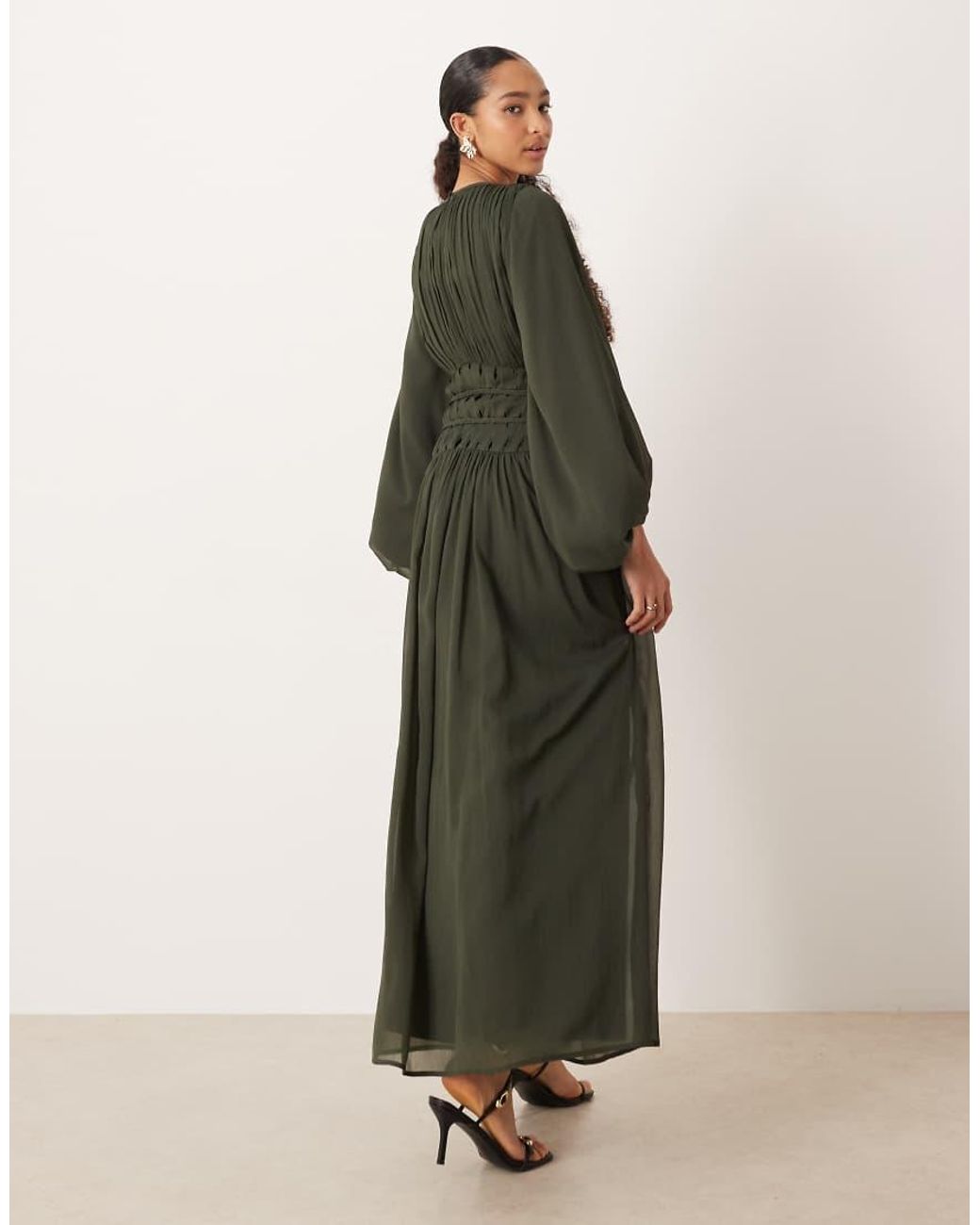 ASOS Macrame Waisted Maxi Dress in Green | Lyst UK