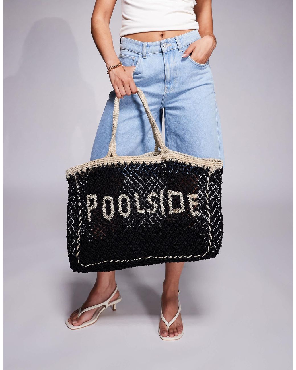 River Island Poolside Crochet Beach Bag in Blue | Lyst