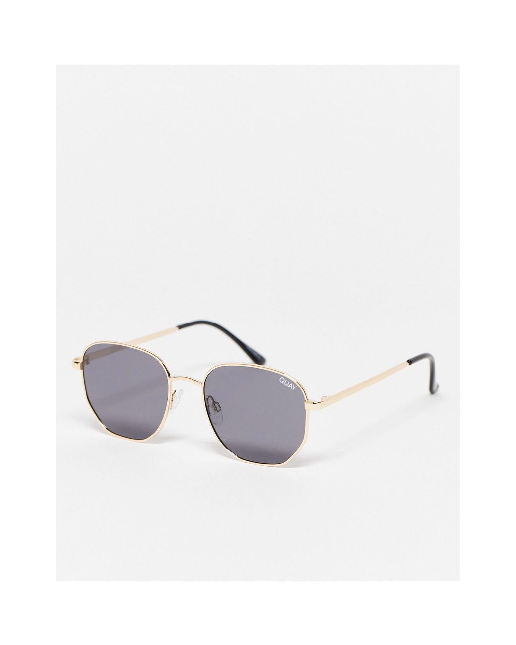 Quay Quay Big Time Round Sunglasses With Polarised Lens In Gold