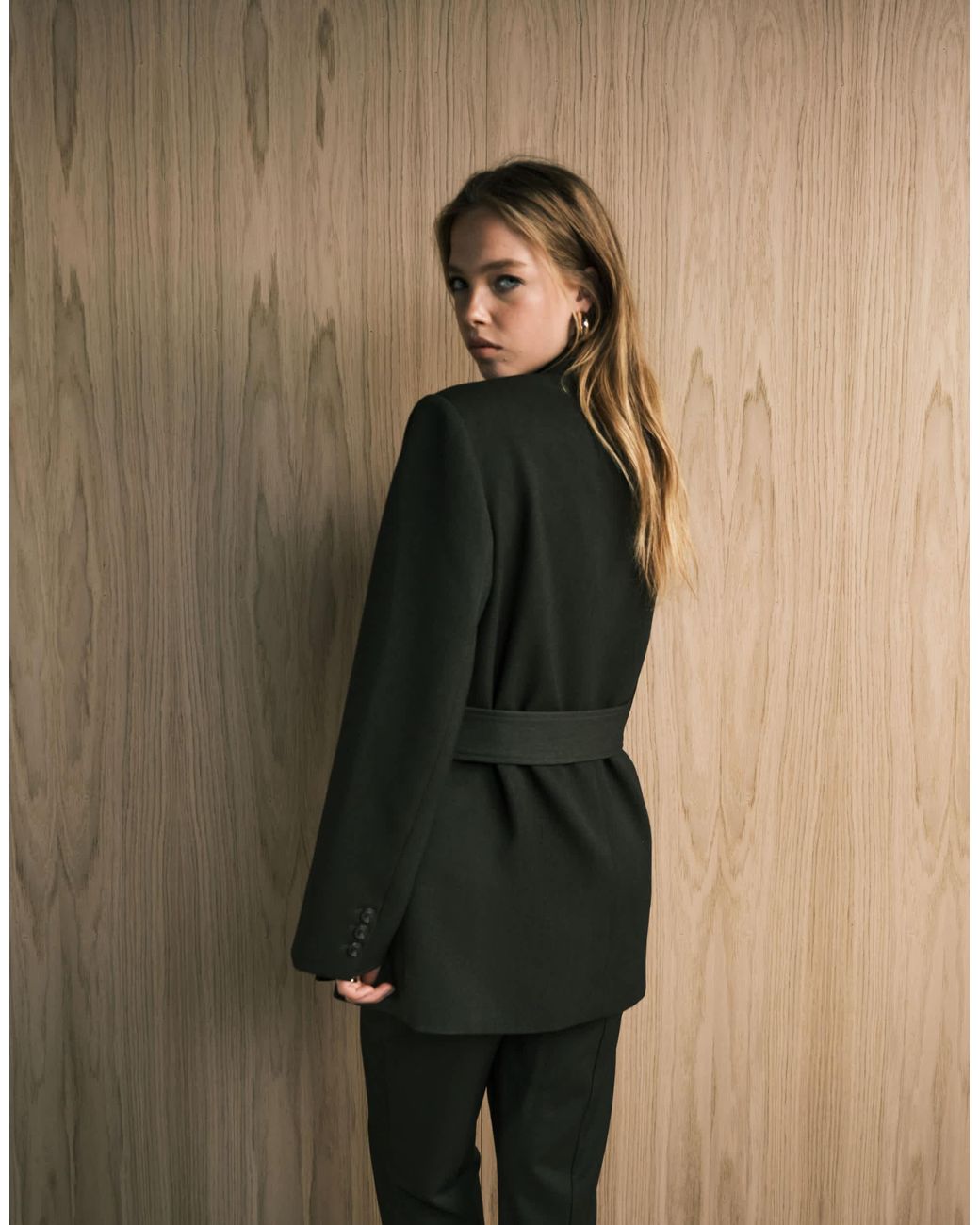 ASOS Relaxed Blazer With Belt Detail in Green | Lyst