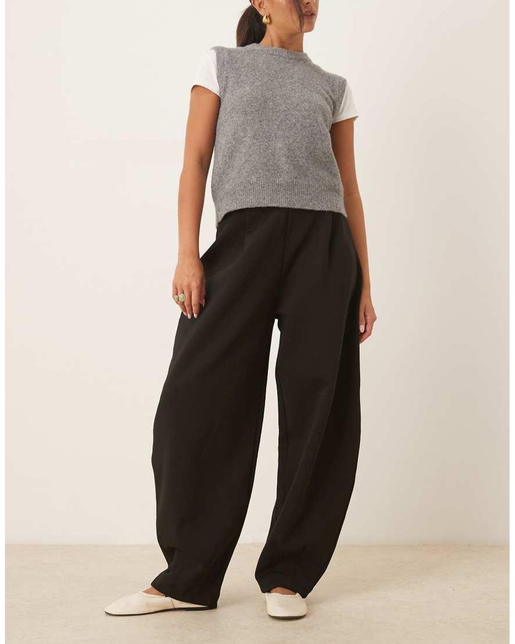 ASOS Horseshoe Barrel Leg Interlock Trousers in Black | Lyst UK