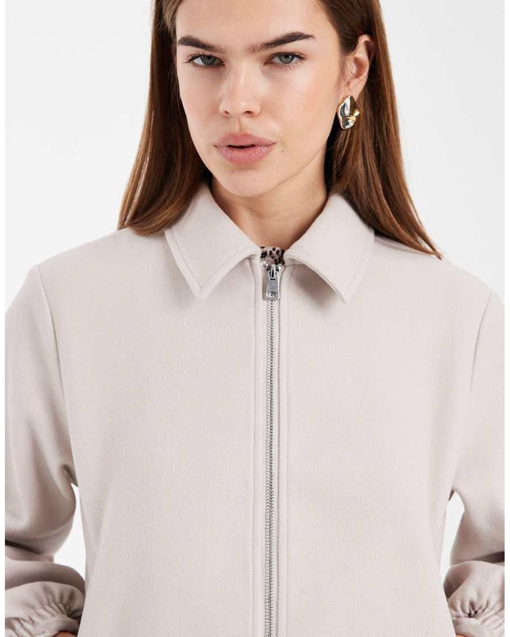 New Look Zip Through Bomber Jacket in Natural | Lyst UK