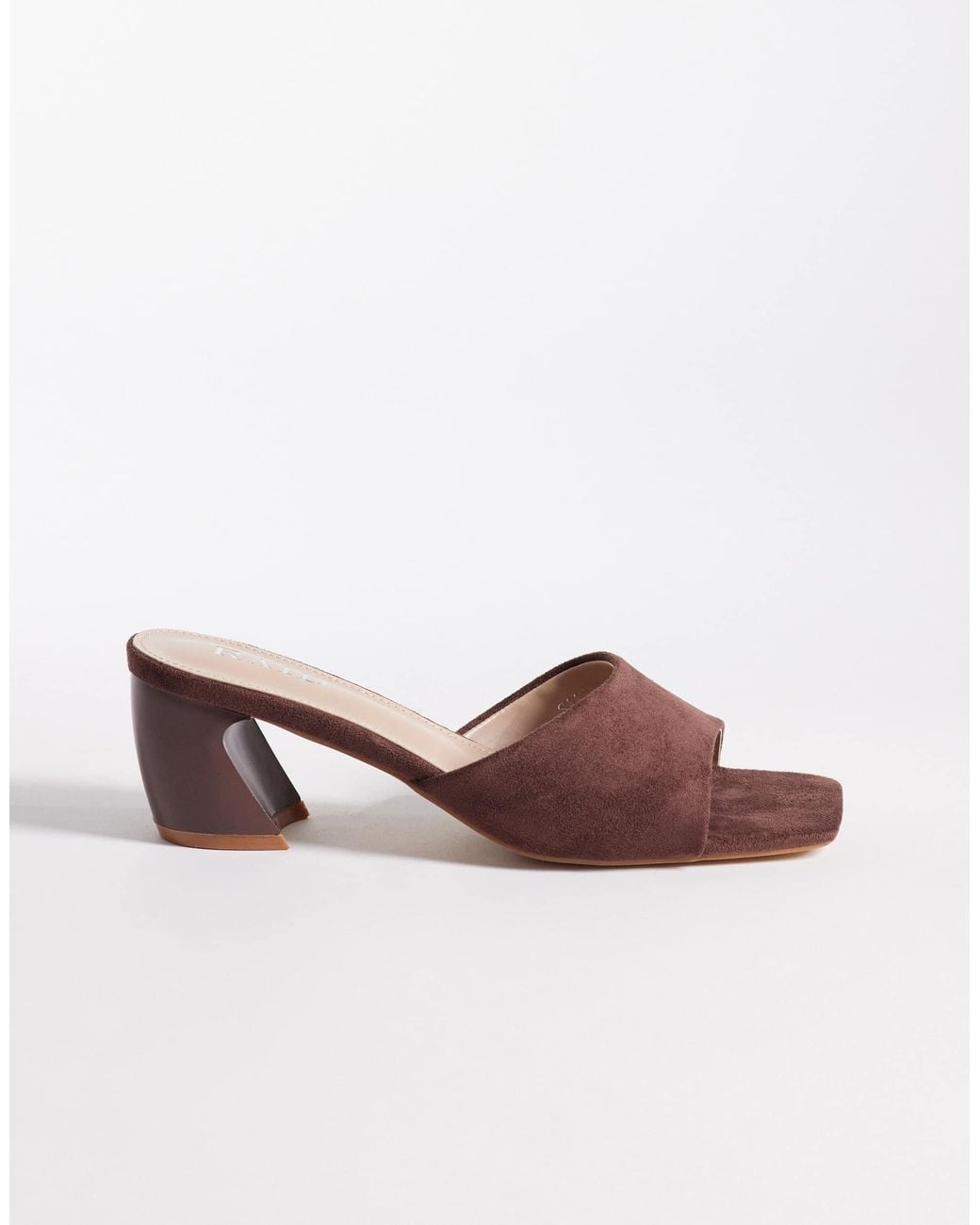 Raid Wide Fit Wide Fit Saanvi Block Heeled Mules in Brown | Lyst