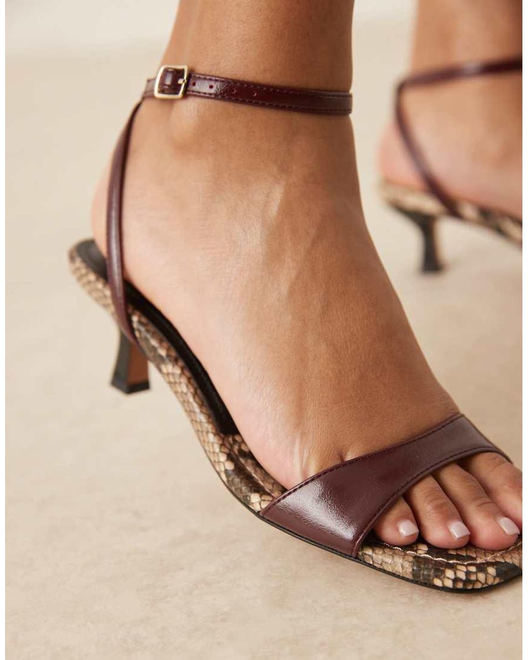 ASOS Heart Throb Barely There Kitten Heel Sandals in Natural | Lyst UK