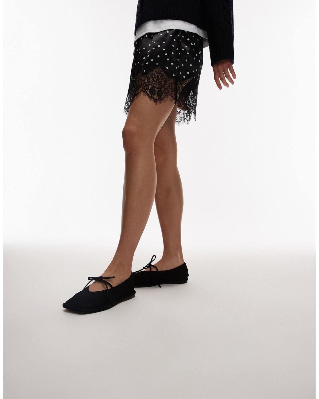 TOPSHOP Alaia Suede Ballet With Tie in Brown | Lyst