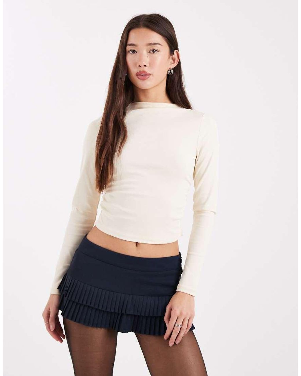 Edikted Double Pleated Mini Skort in White | Lyst UK