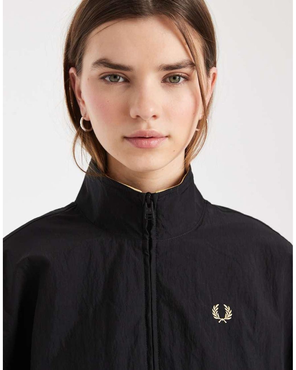 Fred Perry Zip Up Logo Jacket in Black | Lyst UK