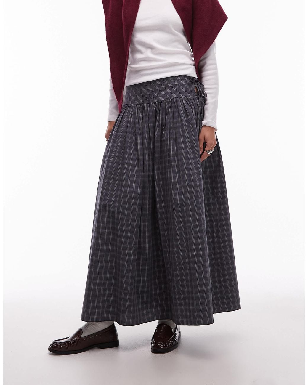 Collusion Channel Detail Midi Skirt in Blue | Lyst