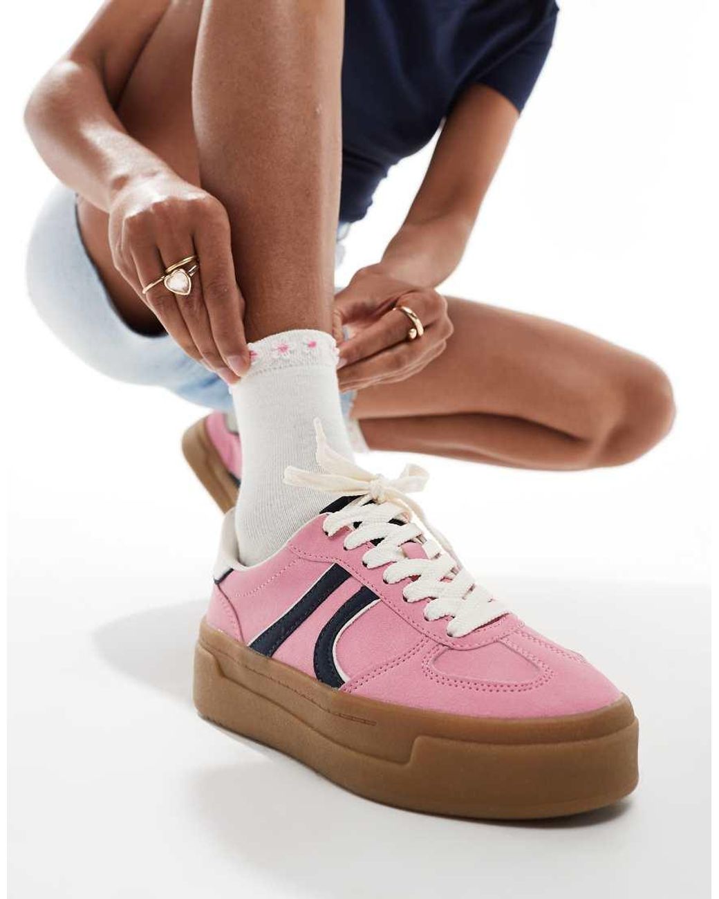 Stradivarius Platform Sneakers With Gum Sole in Pink | Lyst UK