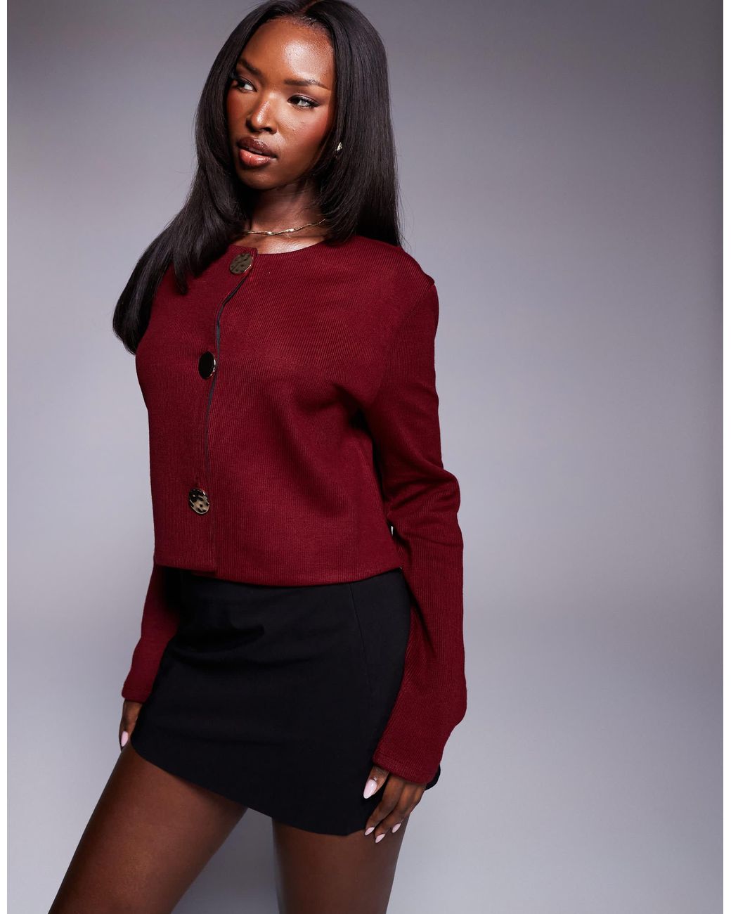 ASOS Structured Cropped Cardigan With Buttons | Lyst