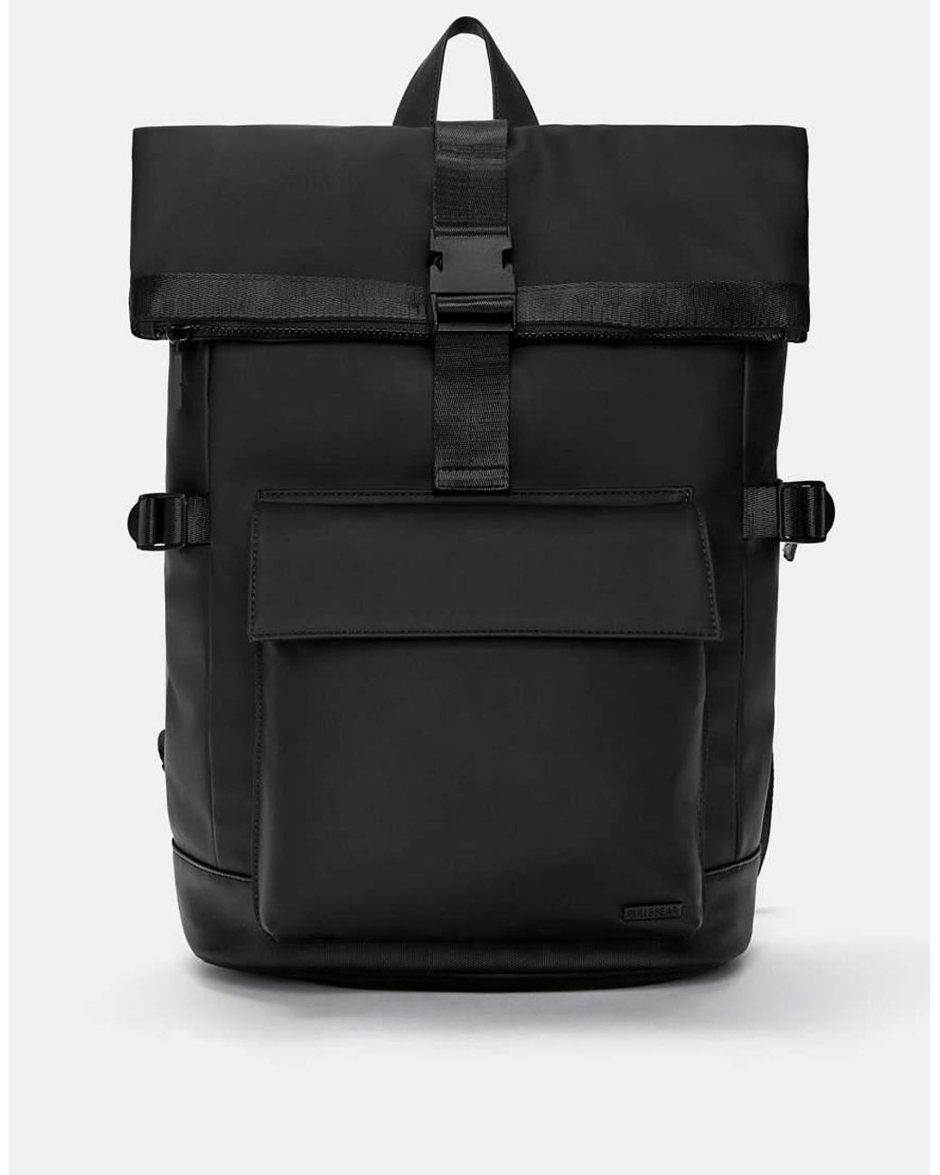 Pull&Bear Rubberized Backpack in Black for Men | Lyst UK