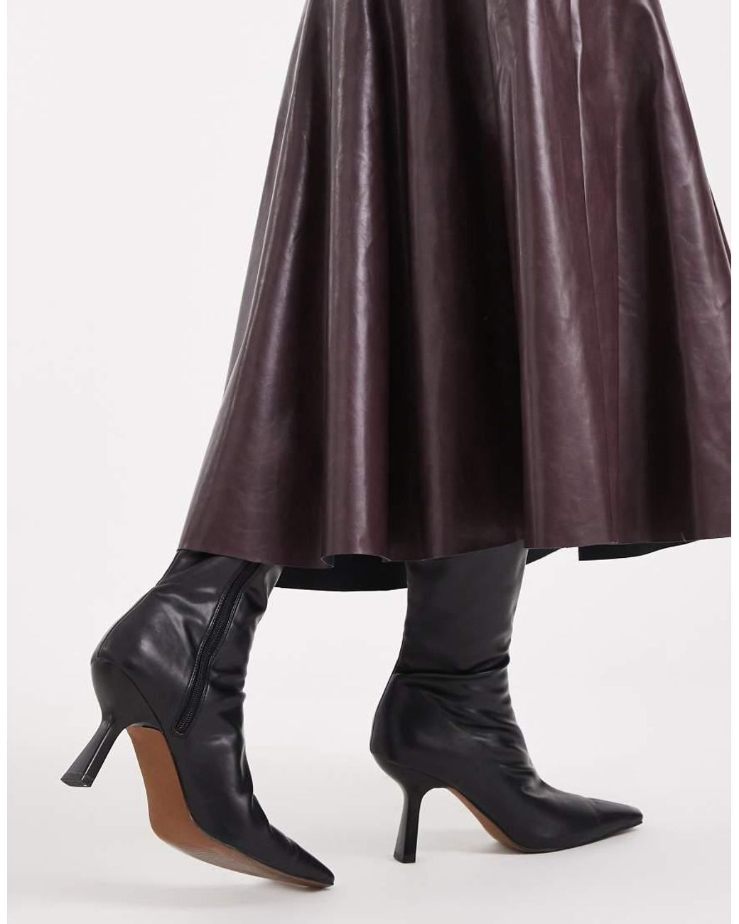 French Connection Pu Fluted Midi Skirt in Red | Lyst UK