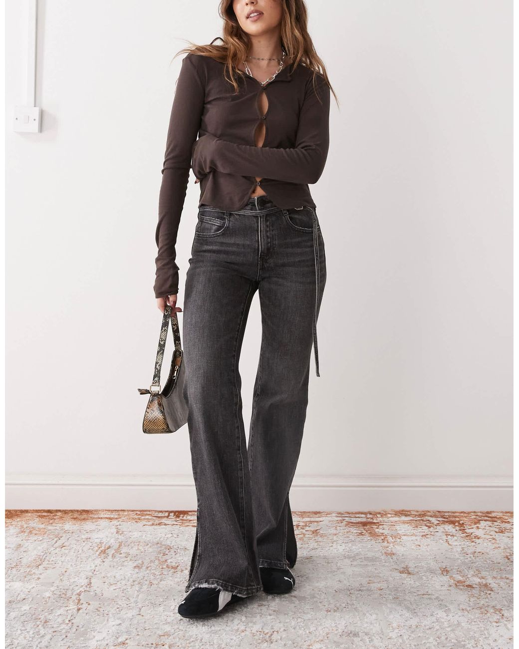 Miss Sixty Flared Denim Jeans in Black | Lyst