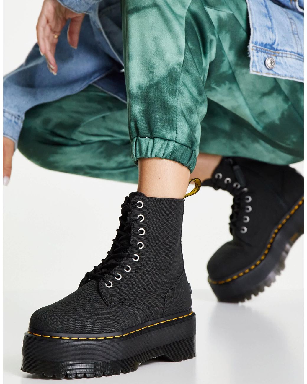 Dr. Martens X X Girl Jadon Max Flatform Ankle Boots in Green | Lyst