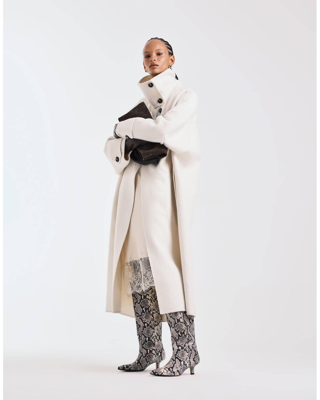 Mango Capsule Wool Mix Tailored Maxi Coat in Natural | Lyst