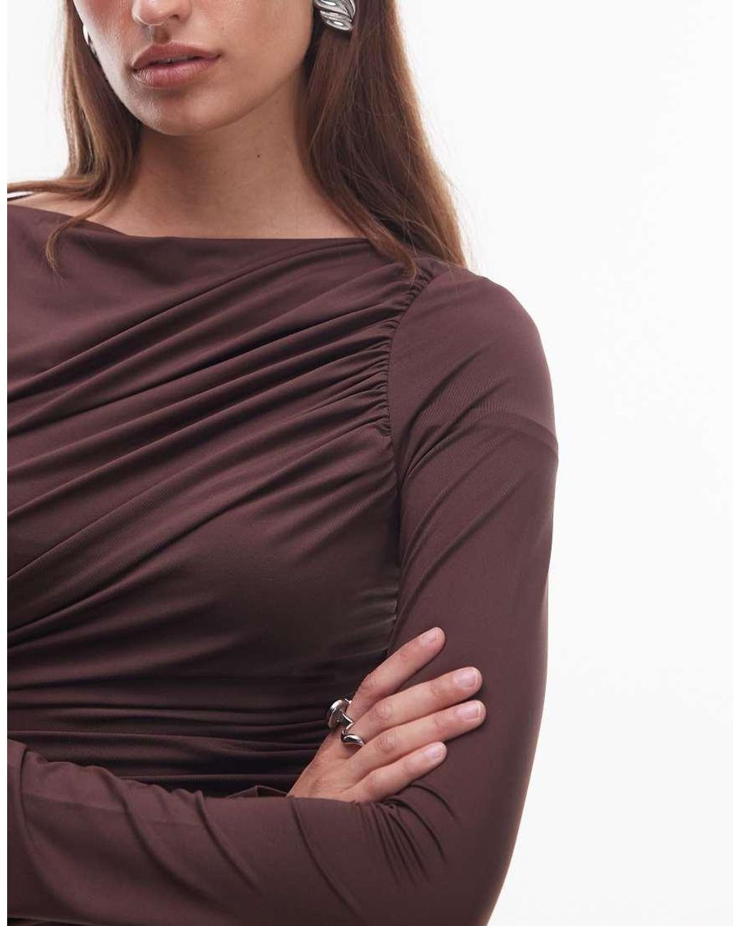 Nia Isabeau Boat Neck Long Sleeve Top in Purple | Lyst UK