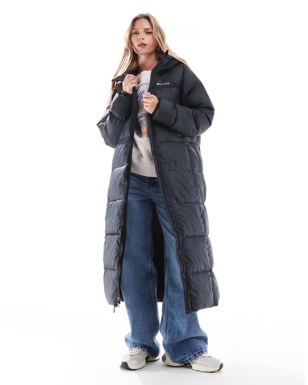 Columbia Puffect Ii Long Line Puffer Coat in Blue | Lyst