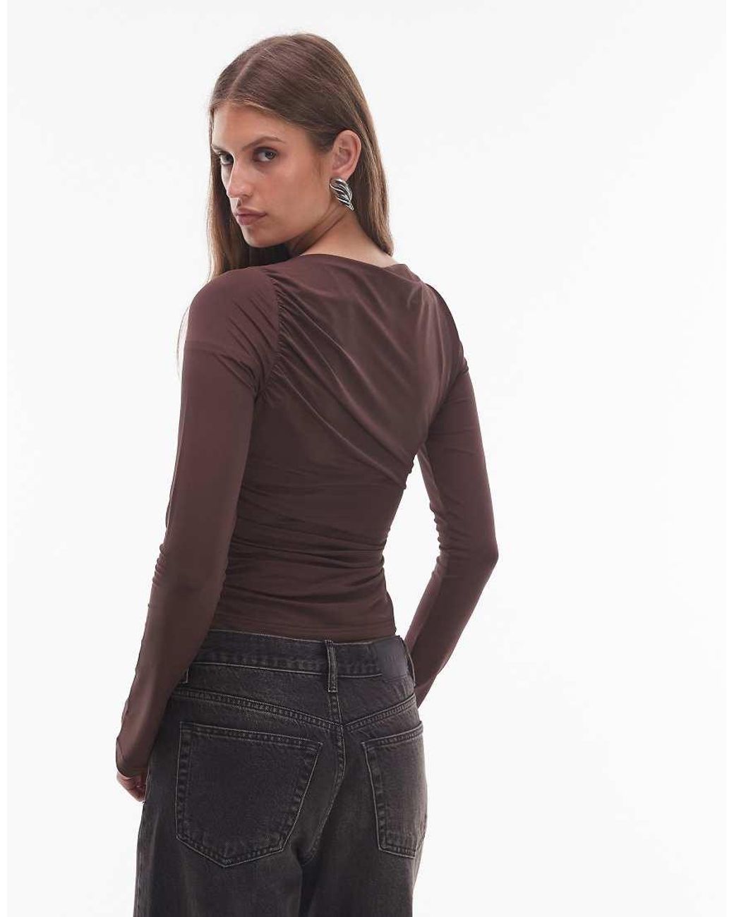 Nia Isabeau Boat Neck Long Sleeve Top in Purple | Lyst UK