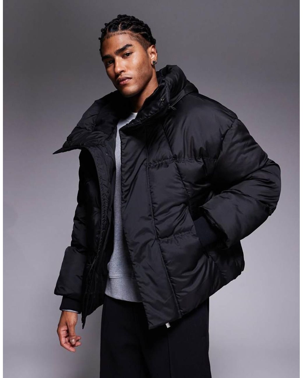 Good For Nothing Oversized Boxy Puffer Jacket in Grey for Men | Lyst UK