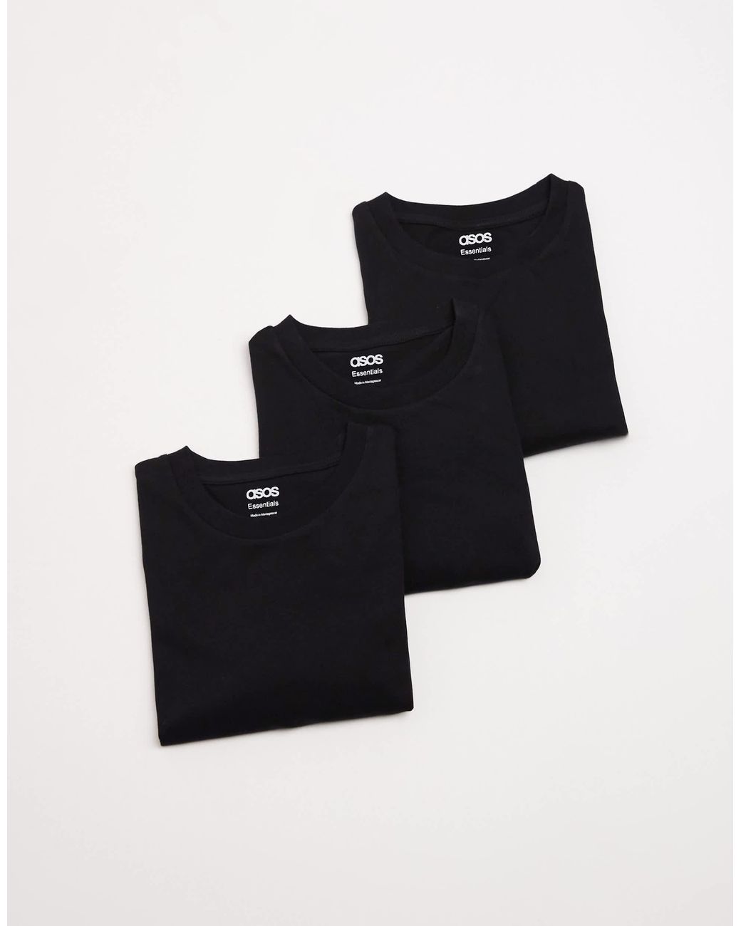 ASOS Essentials 3 Pack T-shirts in Black for Men | Lyst
