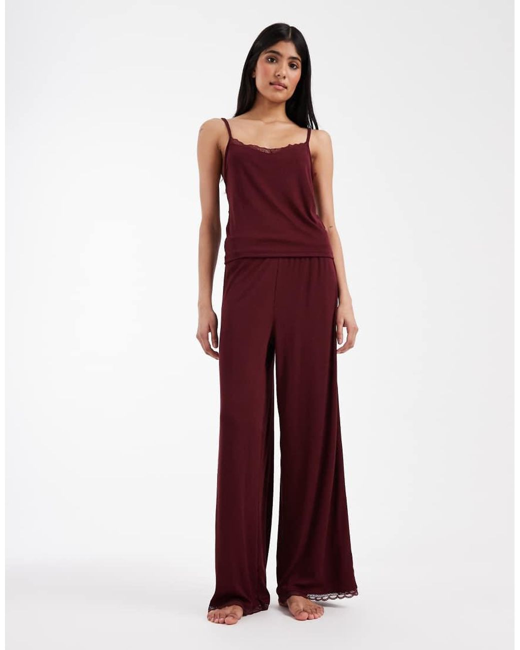 New Look Lace Trim Pyjama Set in Red | Lyst UK