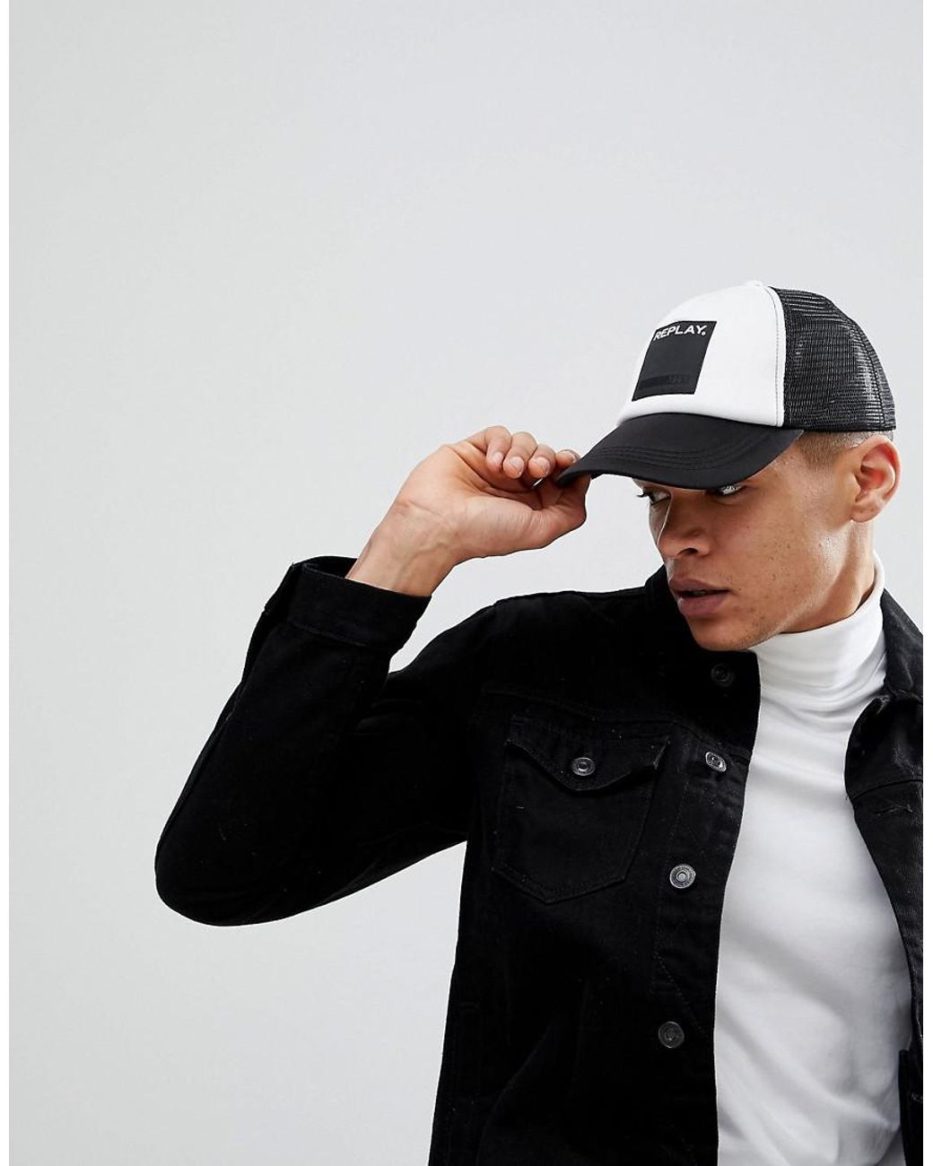 Replay Logo Trucker Cap in White for Men | Lyst UK