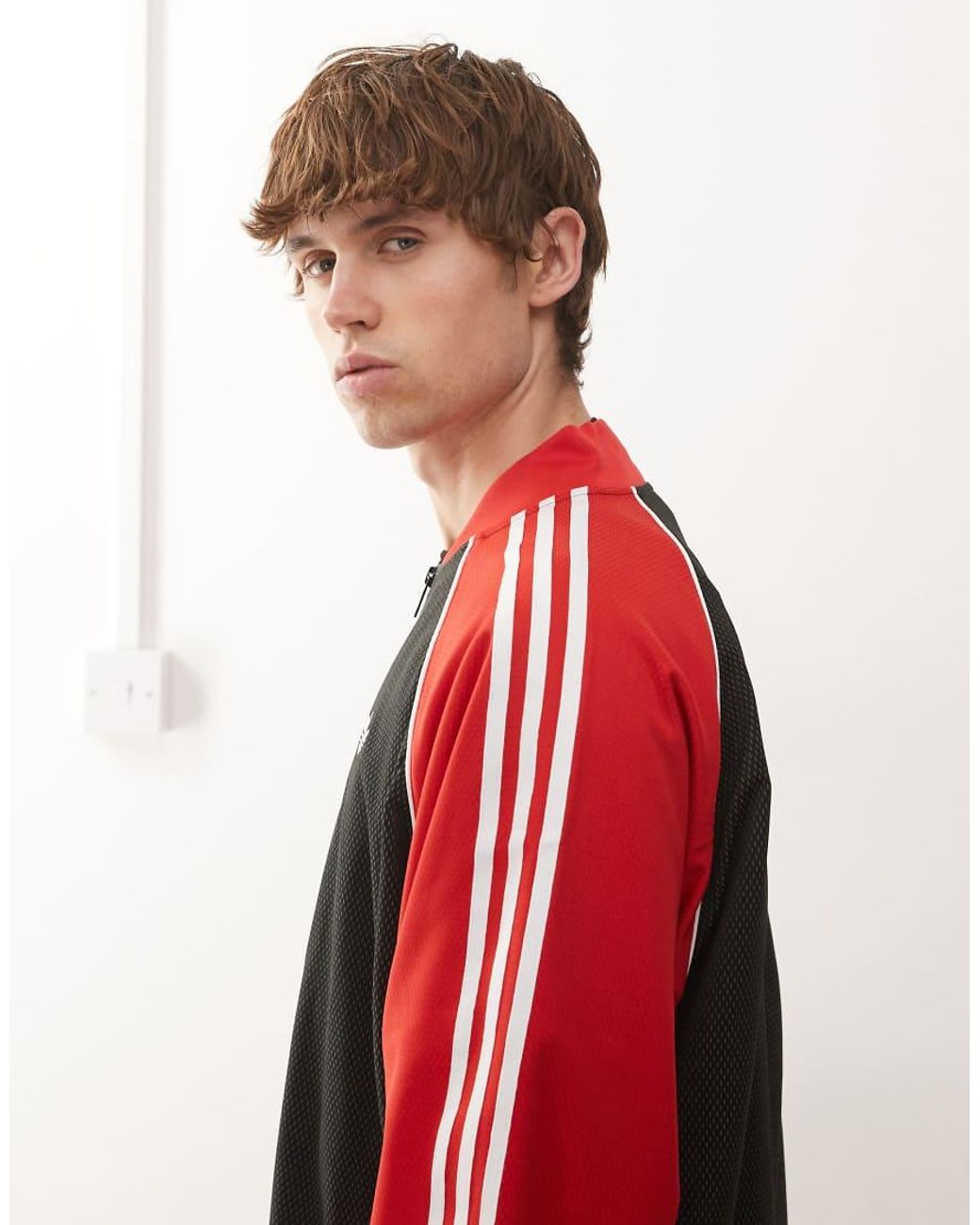 adidas Originals Loose Mesh Track Top in Red for Men | Lyst UK