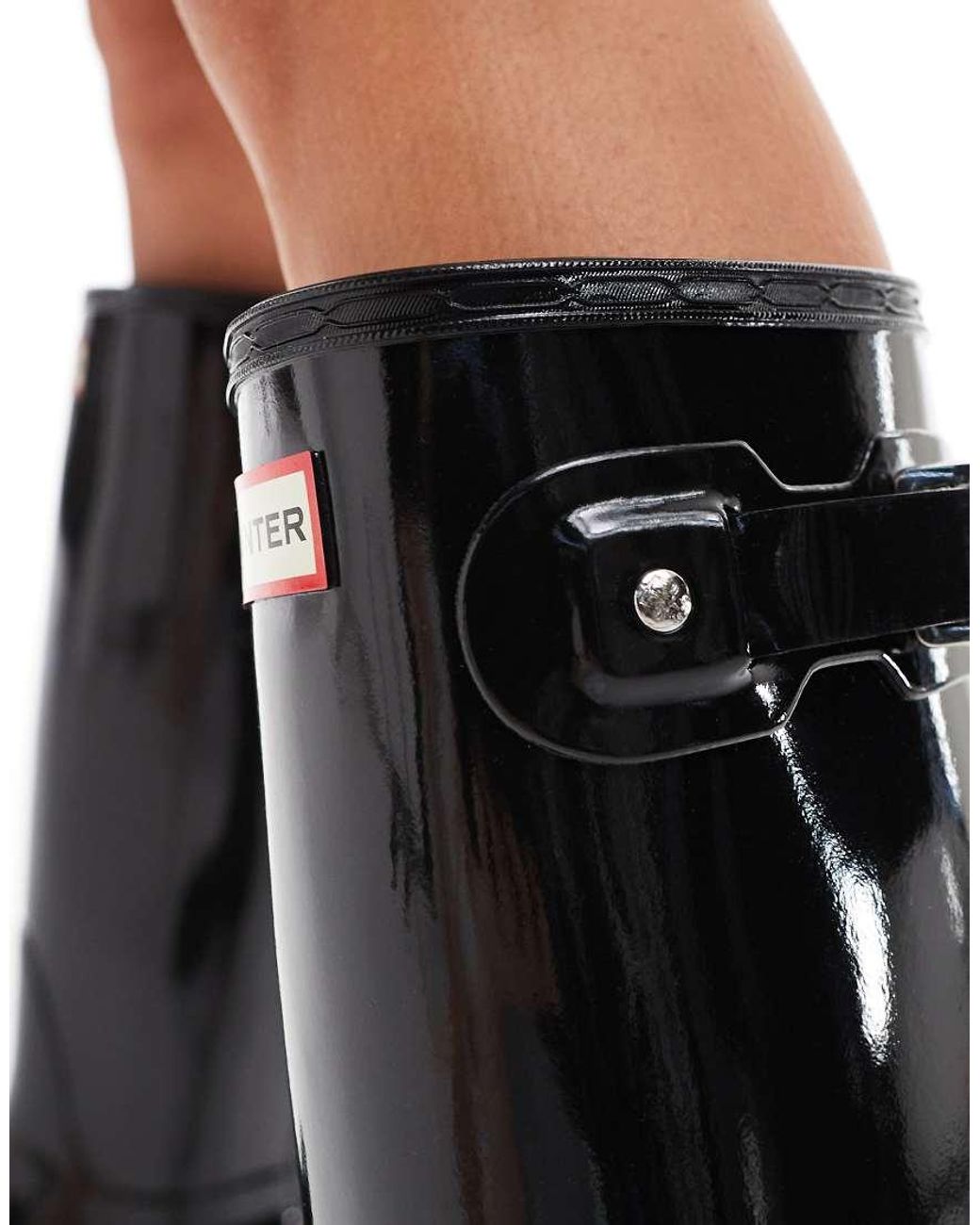 HUNTER Original Tall Gloss Wellington Boots in Black | Lyst UK