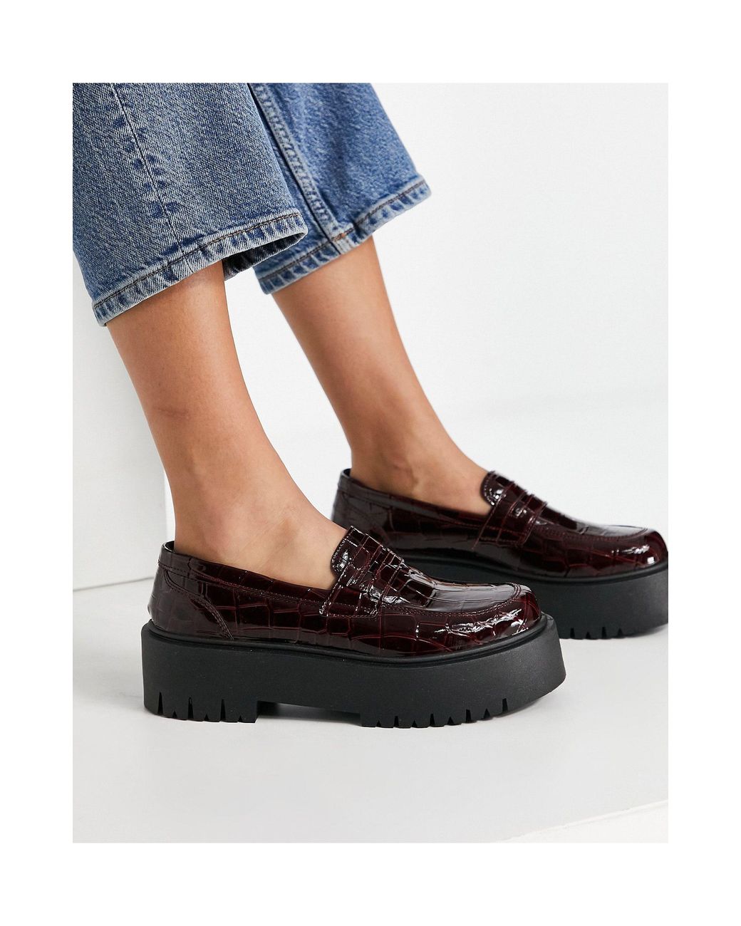 TOPSHOP Platform Loafers in Purple | Lyst