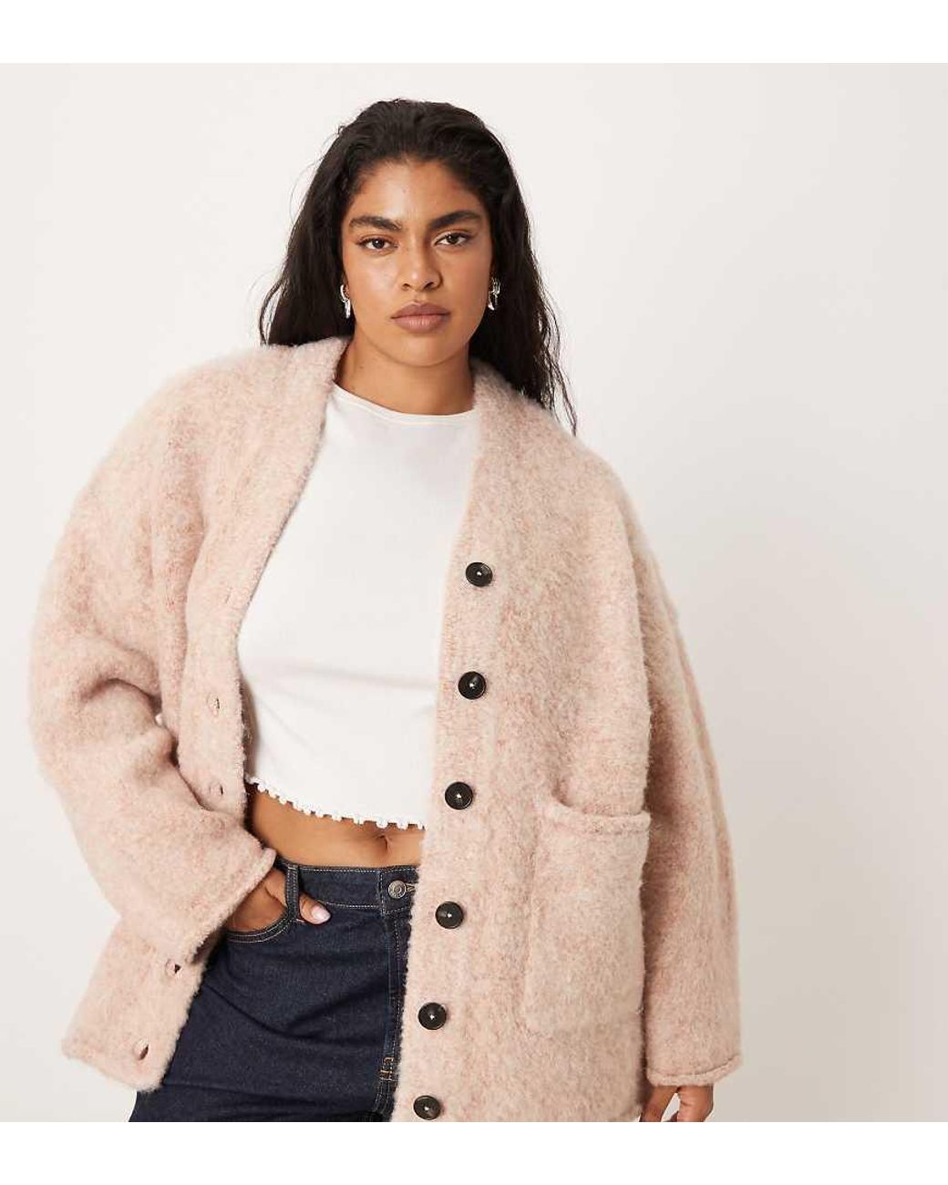 ASOS Asos Design Curve Multiply Oversized Cardigan in Natural | Lyst UK