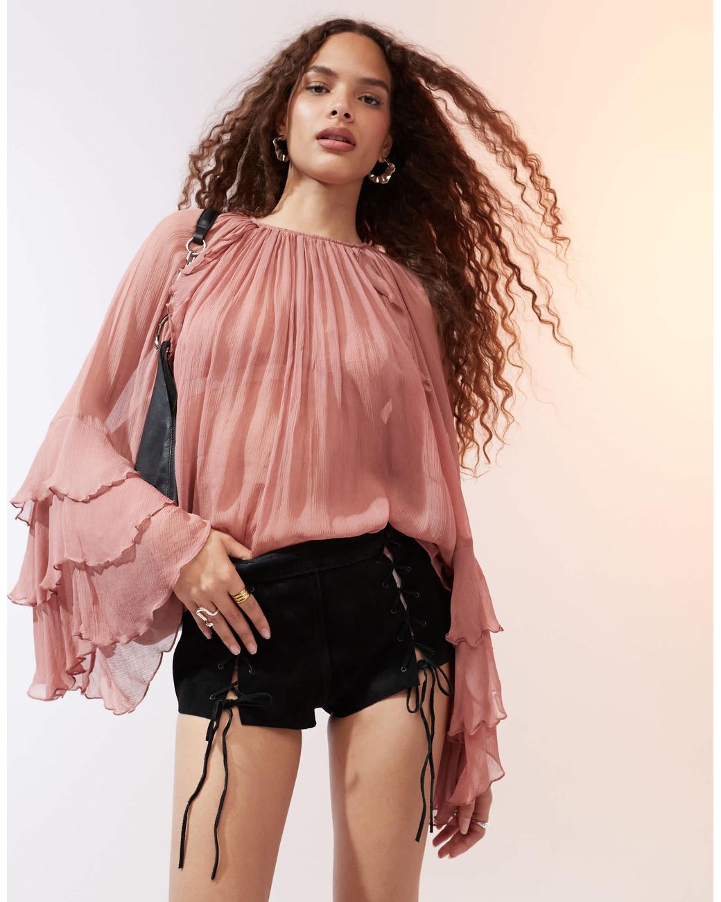Mango Suede Mini Shorts in Red | Lyst