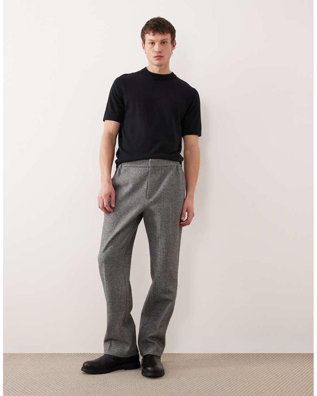 ASOS Essential Knitted Crew Neck T-shirt in Black for Men | Lyst UK