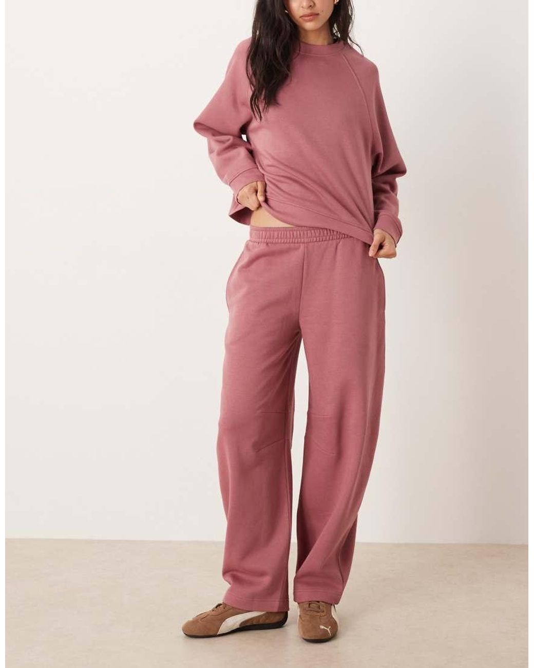 ASOS Barrel Leg Brushback Jogger in Pink | Lyst UK