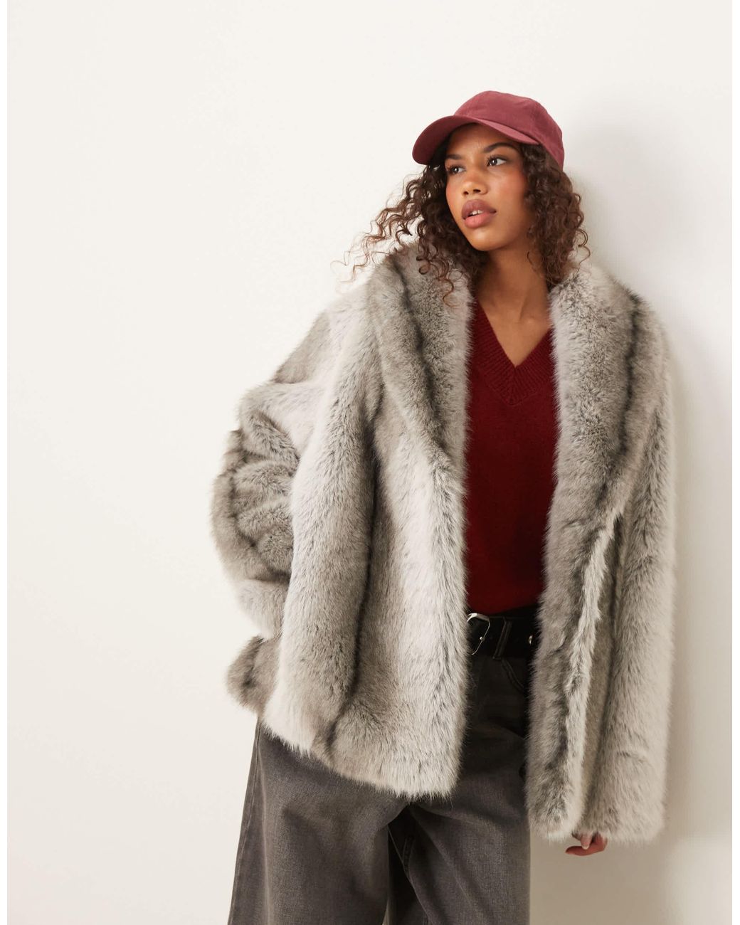ASOS Tipped Vintage Faux Fur Coat in Brown | Lyst