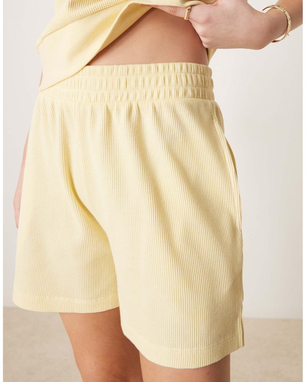 ASOS Longline Waffle Short in Natural | Lyst